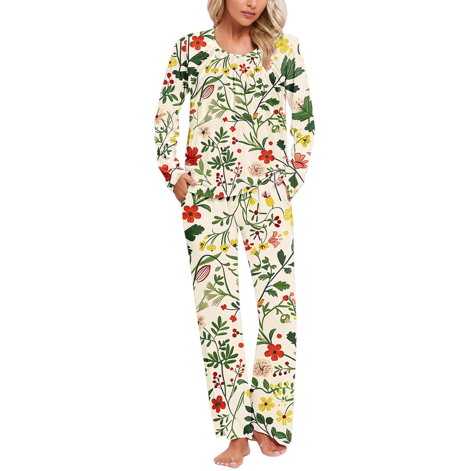 CLOISE Women Sleepwear Sets 2 Piece Plus Size Comfort Long Sleeve ...