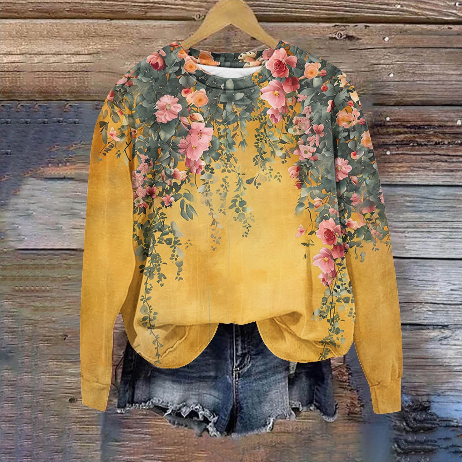 CLOISE Women Sweatshirts Graphic Oversized Sweatshirts Crew Neck Long ...