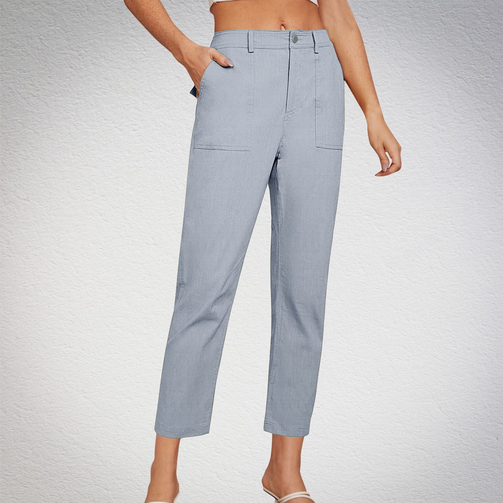 CLOISE Women's Capris with Pockets Dress Pants Palazzo Pants Dressy Capri Pants Summer Casual ...