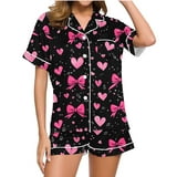 CLOISE Women's Sleepwear 2 Piece Valentines Pjs Sets Pockets Short ...