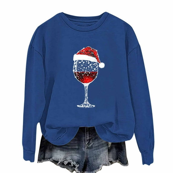 CLOISE Women's Sweatshirts Long Sleeve Christmas Lightweight Crew Neck ...