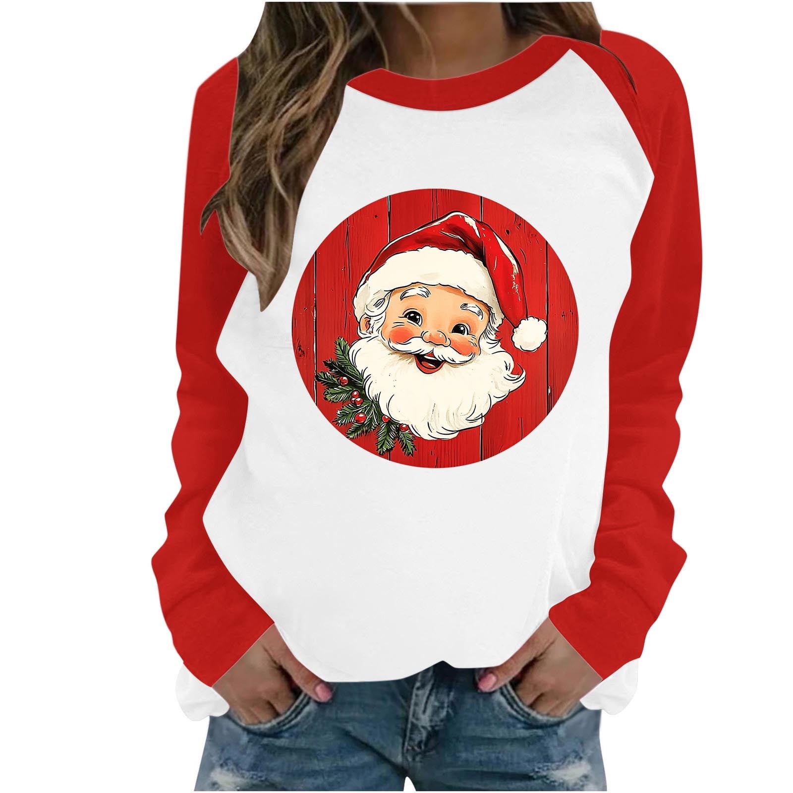 CLOISE Women's Sweatshirts Long Sleeve Christmas Plus Size Crew Neck ...