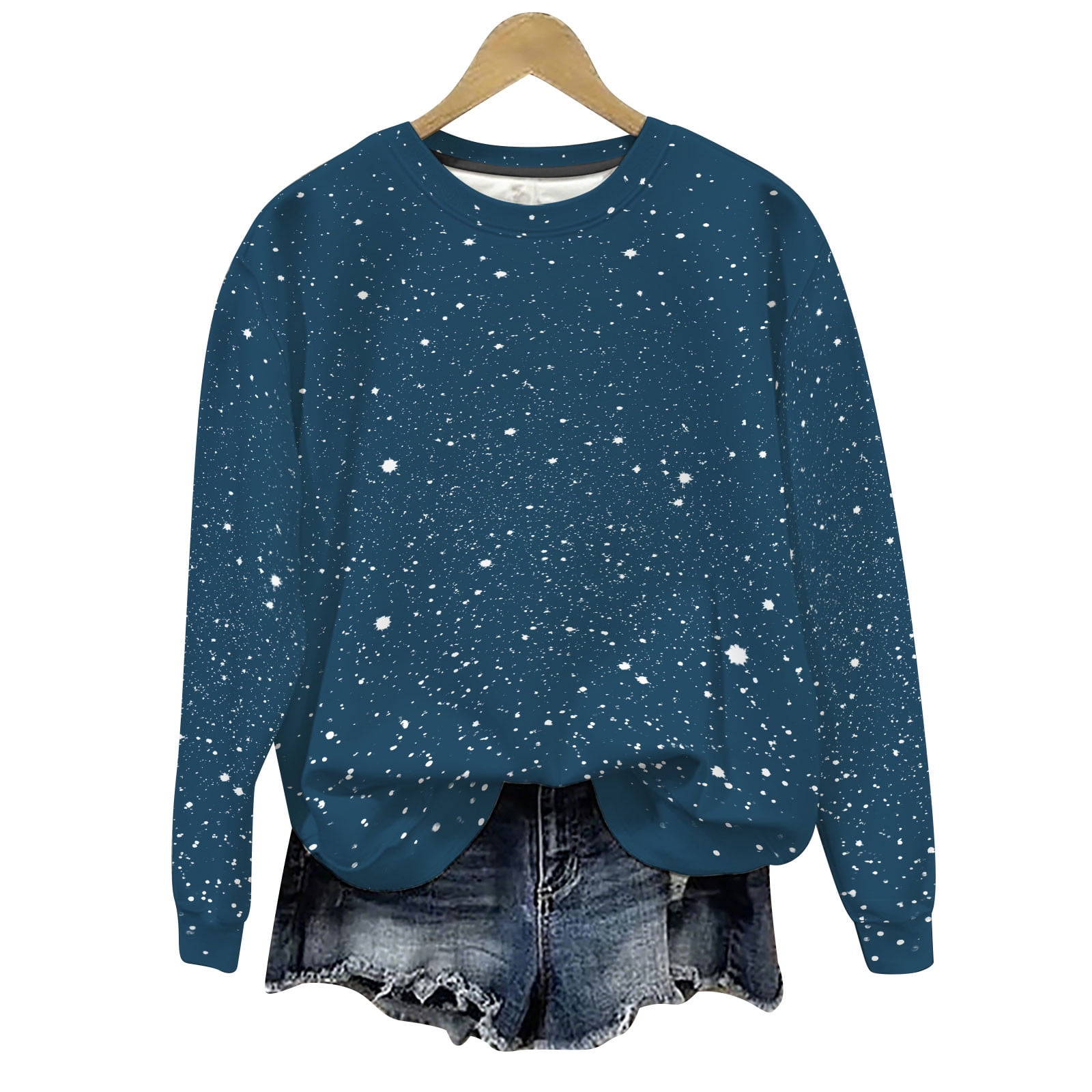 CLOISE Women's Sweatshirts Long Sleeve Plus Size Lightweight Crew Neck ...