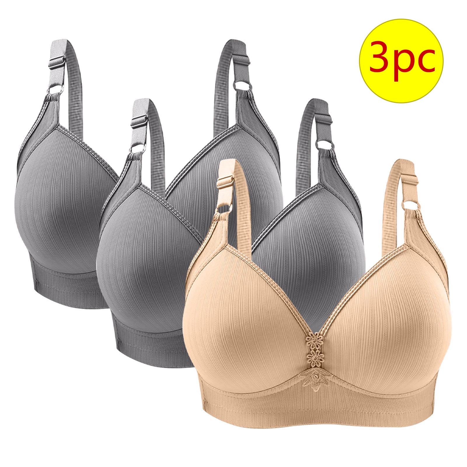CLOISE Womens Bras No Wire Push Up 3 Pack Wireless Push up Bras with ...