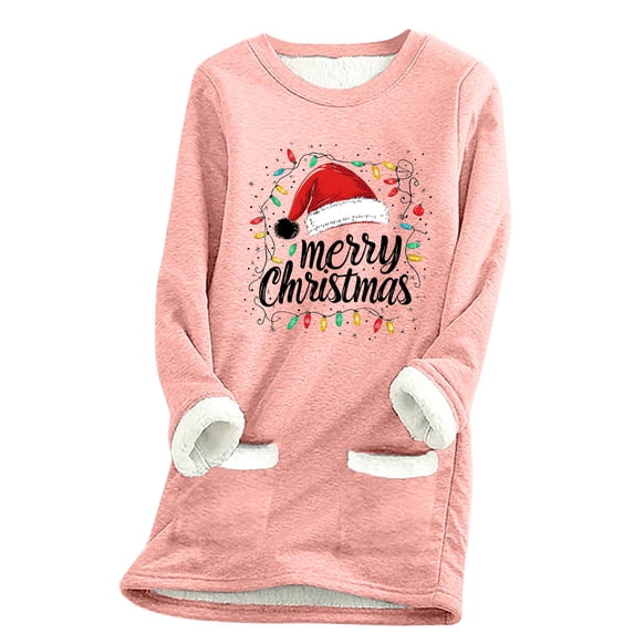 CLOISE Womens Cute Tops Christmas Pockets Lightweight Crew Neck Shirt ...