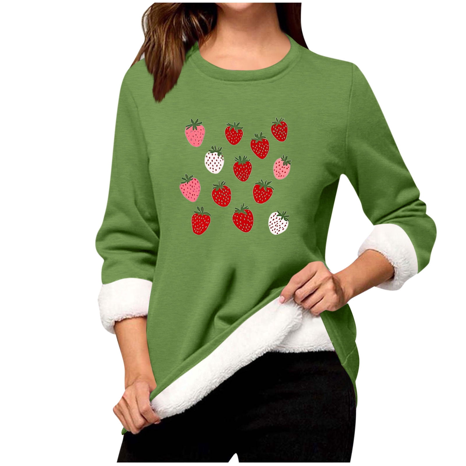 CLOISE Womens Cute Tops Plus Size Crew Neck Shirt Graphic Long Sleeve ...