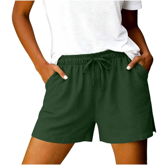 CLOISE Womens Loose Shorts with Pockets Drawstring Mid Waist Straight ...