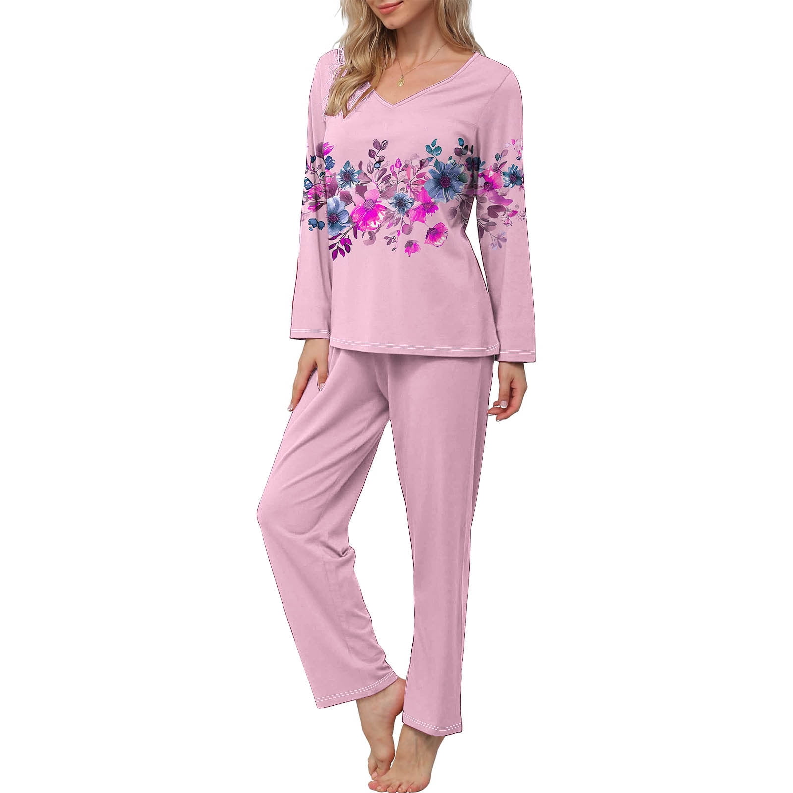 CLOISE Womens Pjs Sets Two Piece Casual Long Sleeve Sleepwear Shirts ...