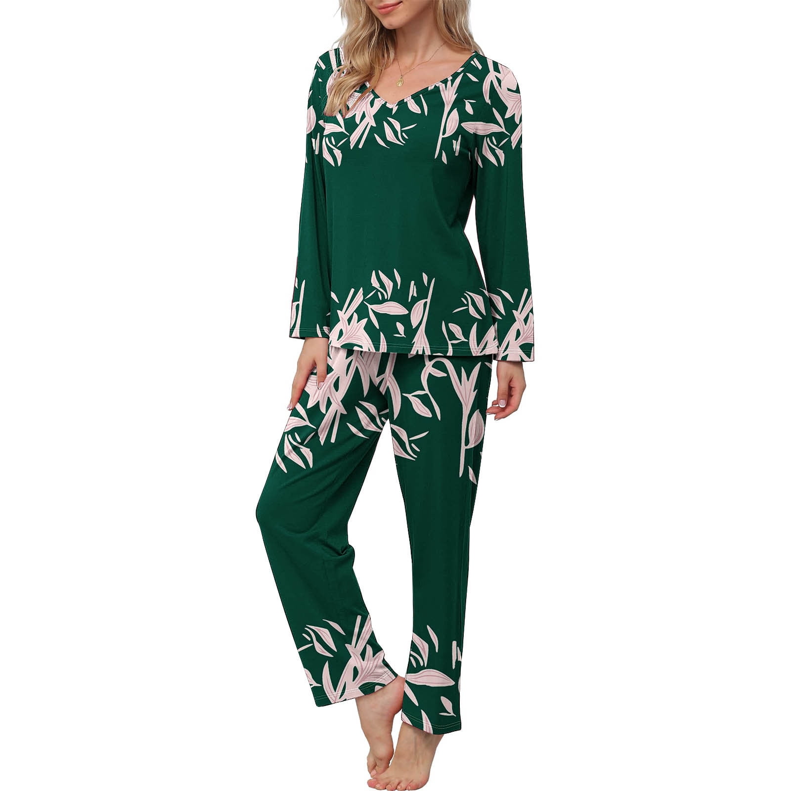 CLOISE Womens Pjs Sets Two Piece Casual Long Sleeve Sleepwear Shirts ...