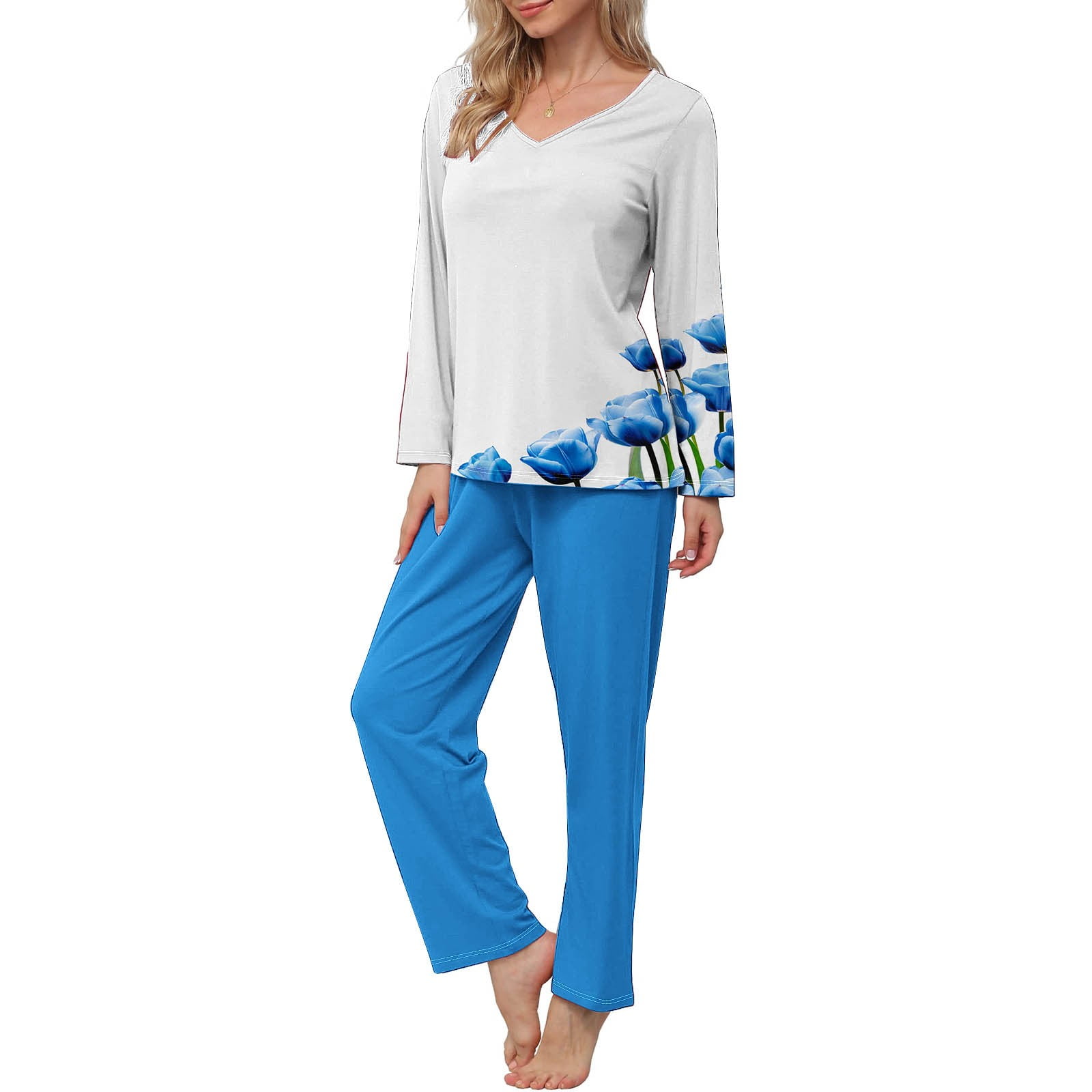 CLOISE Womens Sleep Sets 2 Piece Comfortable Long Sleeve Sleepwear ...