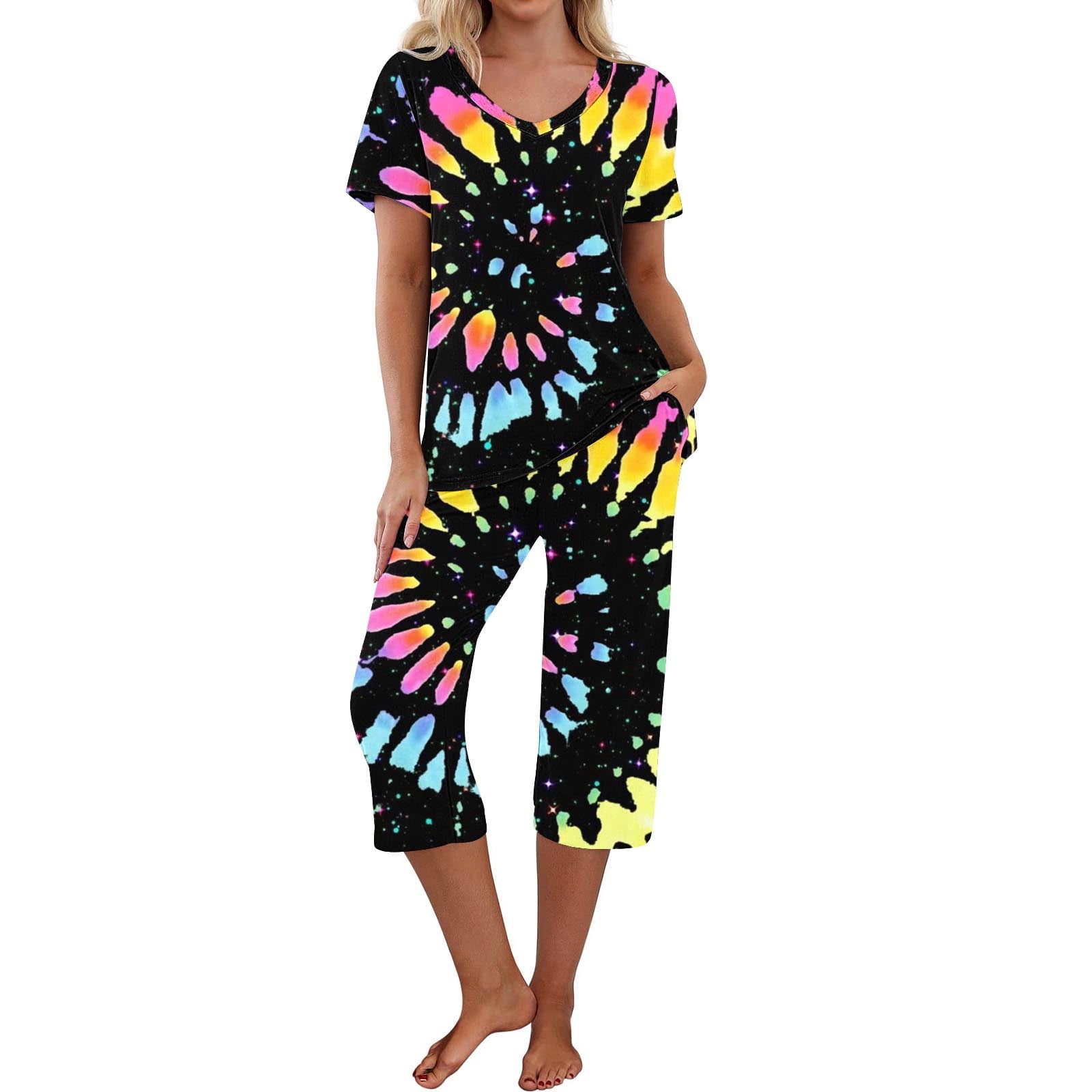 CLOISE Womens Sleepwear Sets 2-Piece Comfortable Short Sleeve Sleepwear ...