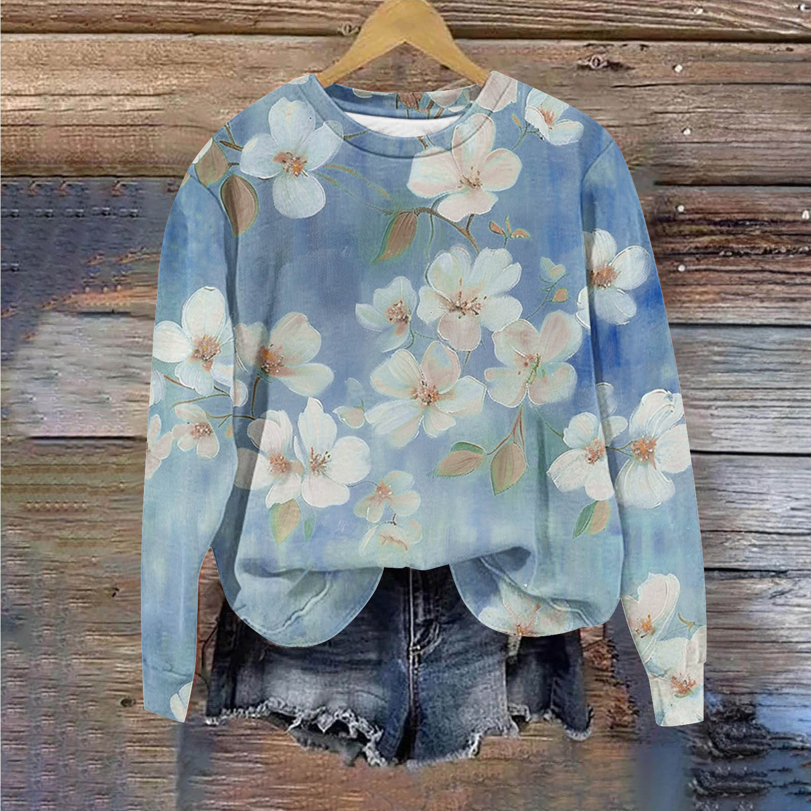 CLOISE Womens Sweatshirts Floral Graphic Oversized Sweatshirts Crewneck ...