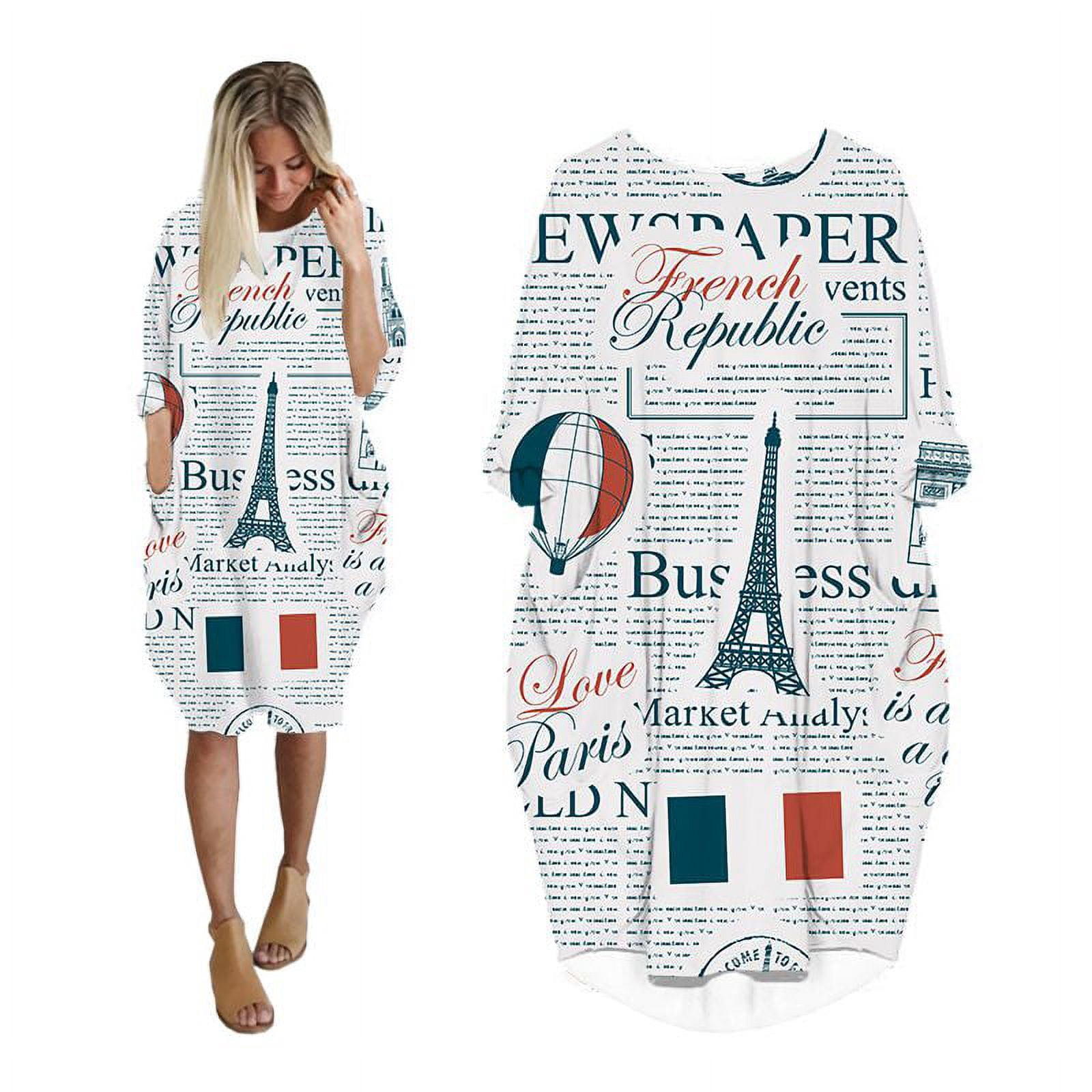 CLOOCL Newspaper Dress Summer 3d Print Streetwear Women Oversize Barrel ...