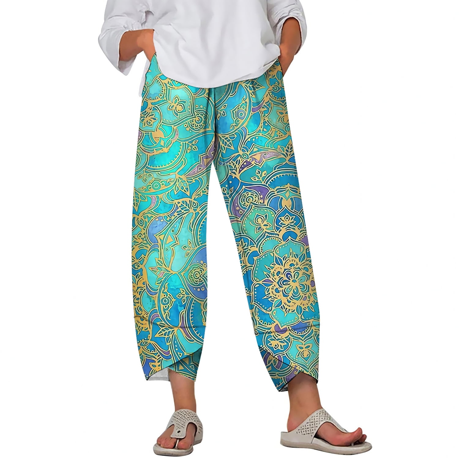 CLOOCL Oversize Trousers Colorful Flowers Pattern 3D Print Casual Pant ...