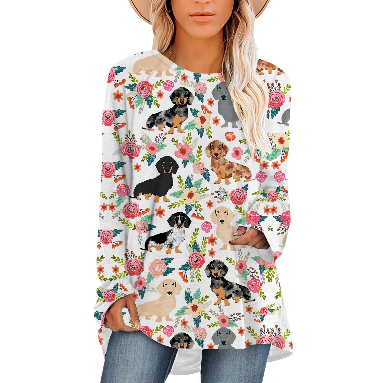 CLOOCL Oversized Women Blouse Funny Dachshund Dog 3D Print T-shirt Plus ...