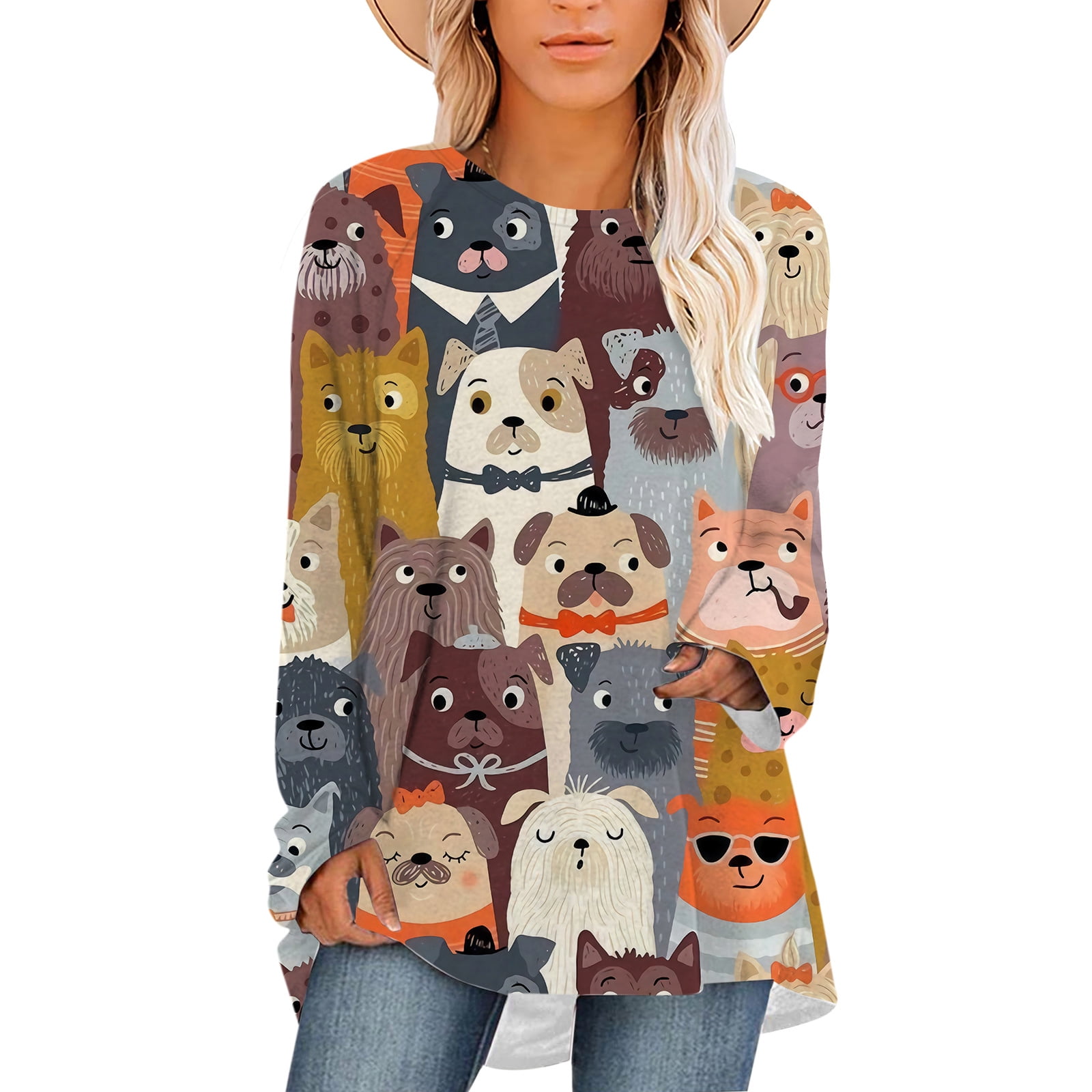 CLOOCL Women Blouse Animal Cartoon Bulldog Dog 3D Printed T-shirt Long ...