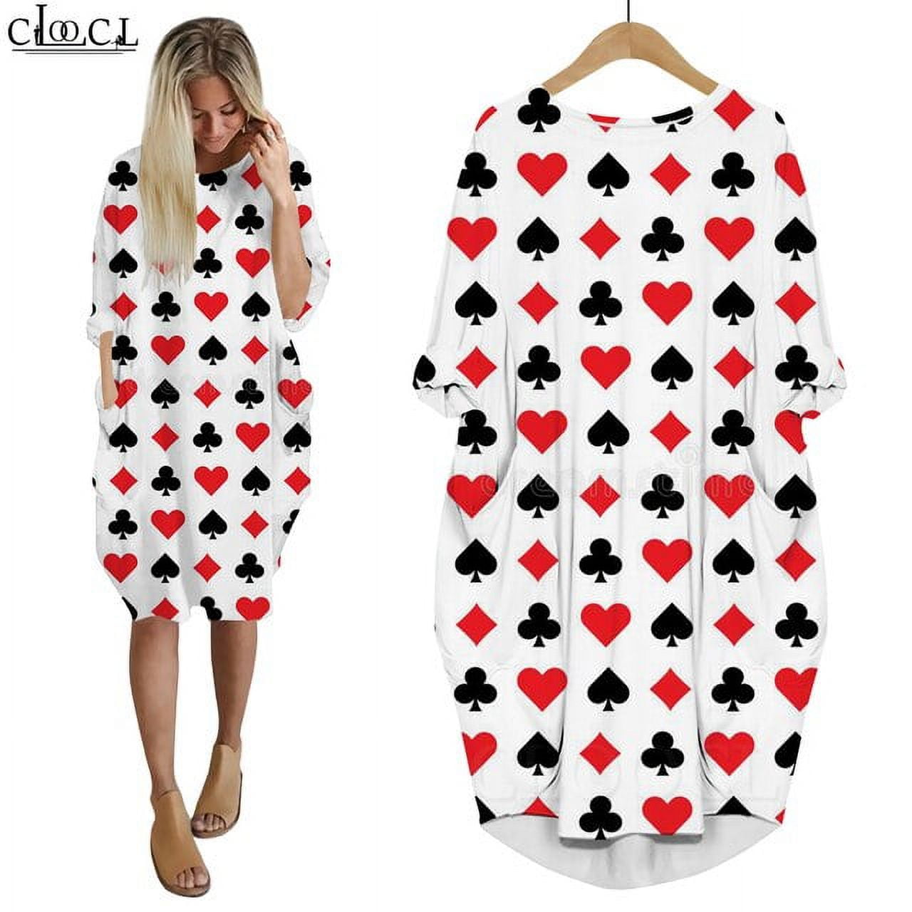 CLOOCL Women Dress Playing Cards of Spades 3D Graphics Loose Daughter ...