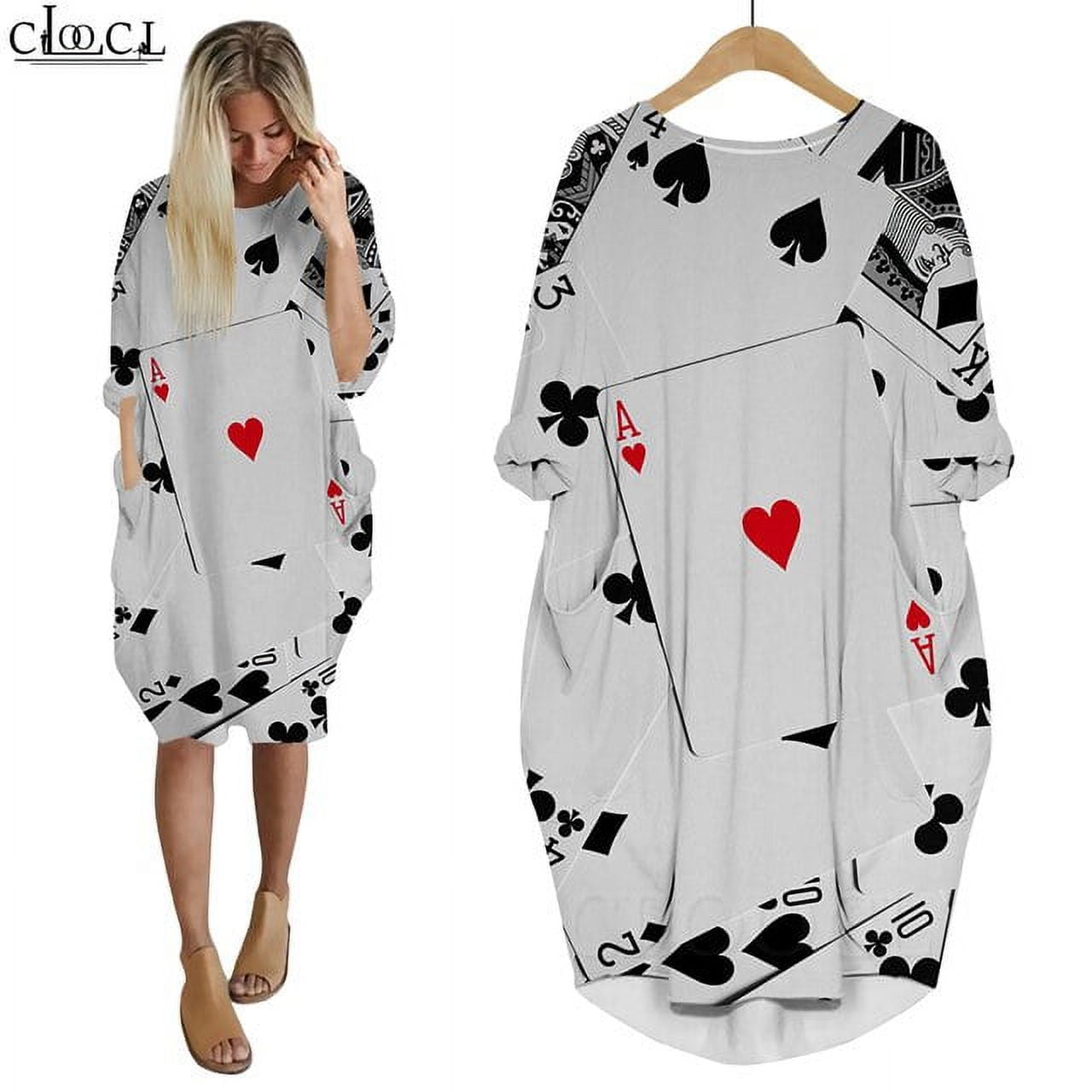 CLOOCL Women Dress Playing Cards of Spades 3D Graphics Loose Daughter ...