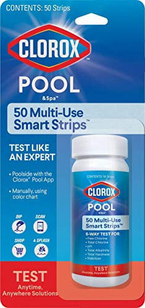Clorox Pool&Spa Test Smart Strips, 50 Pack, Chlorine pH Alkalinity ...