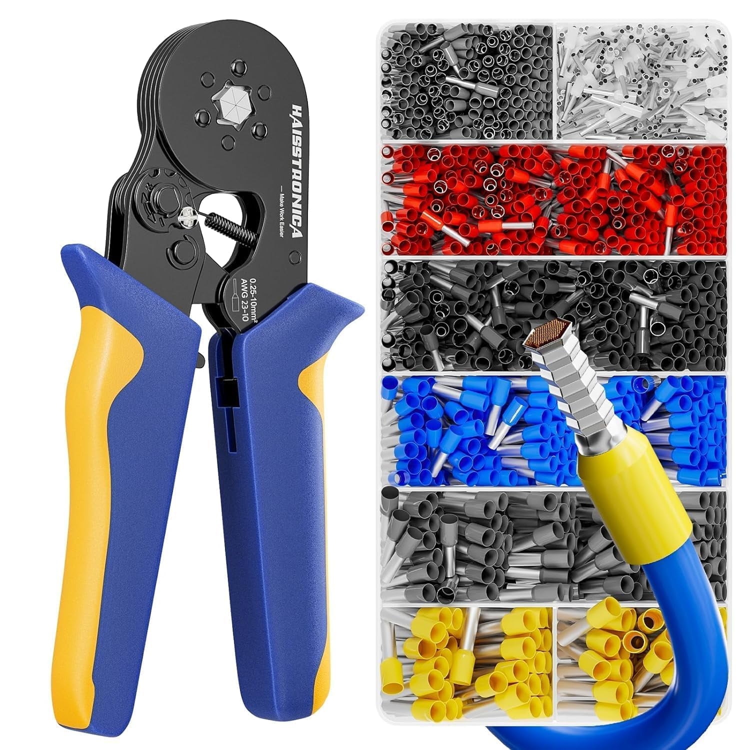 CLOSAL Crimping Tool and Wire Stripper Cutter Kit 1200PCS 6 Colors 8 ...