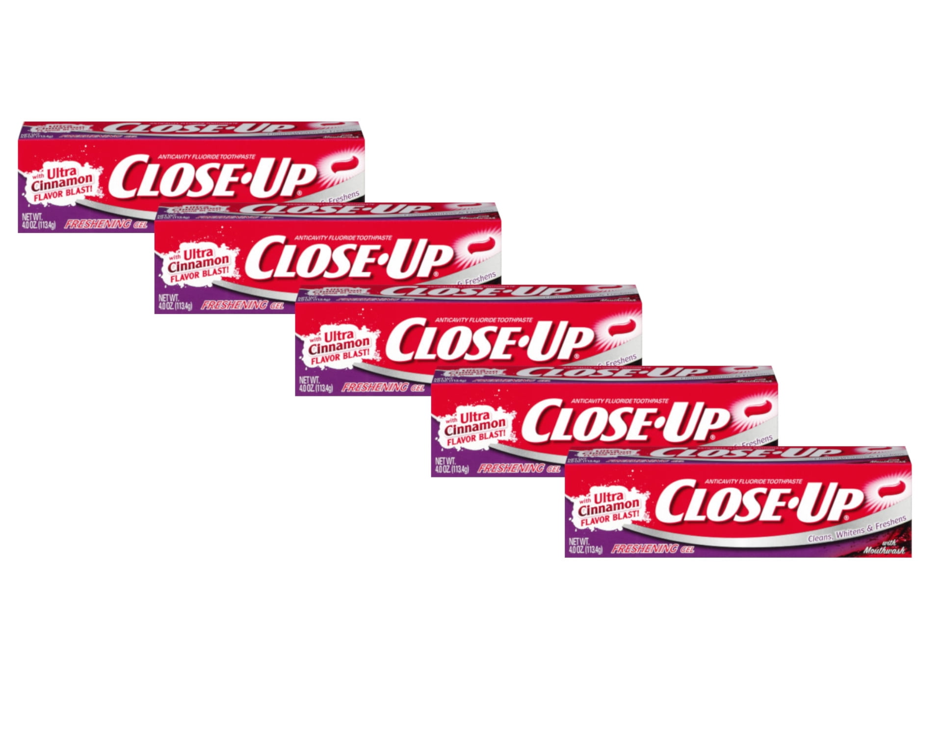 CLOSE-UP Freshening Red Gel Cinnamon Toothpaste, 4OZ - Pack of 5 ...