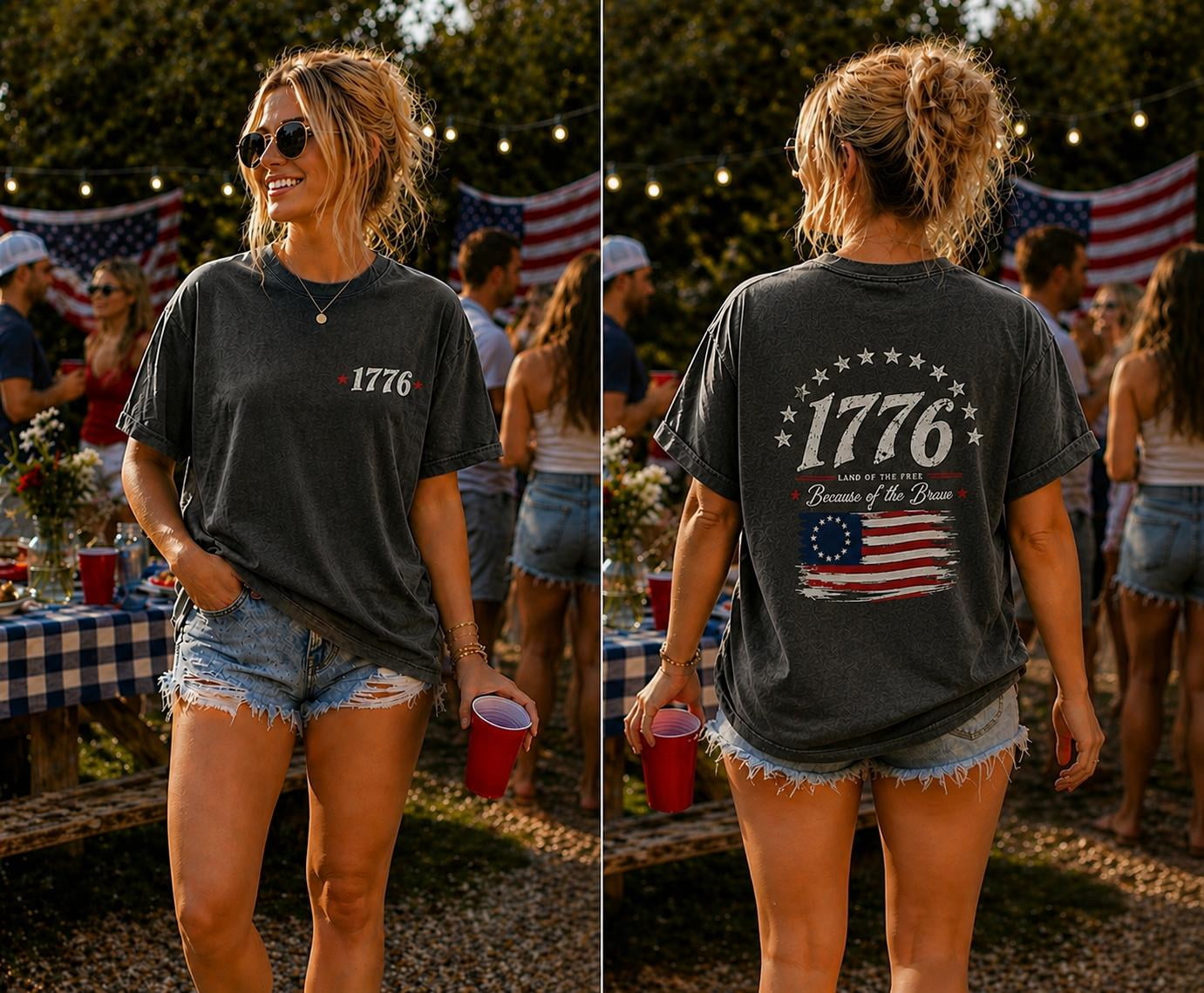 CLOTEX 1776 Patriotic Graphic Tee, Distressed USA Flag Shirt, Comfort ...