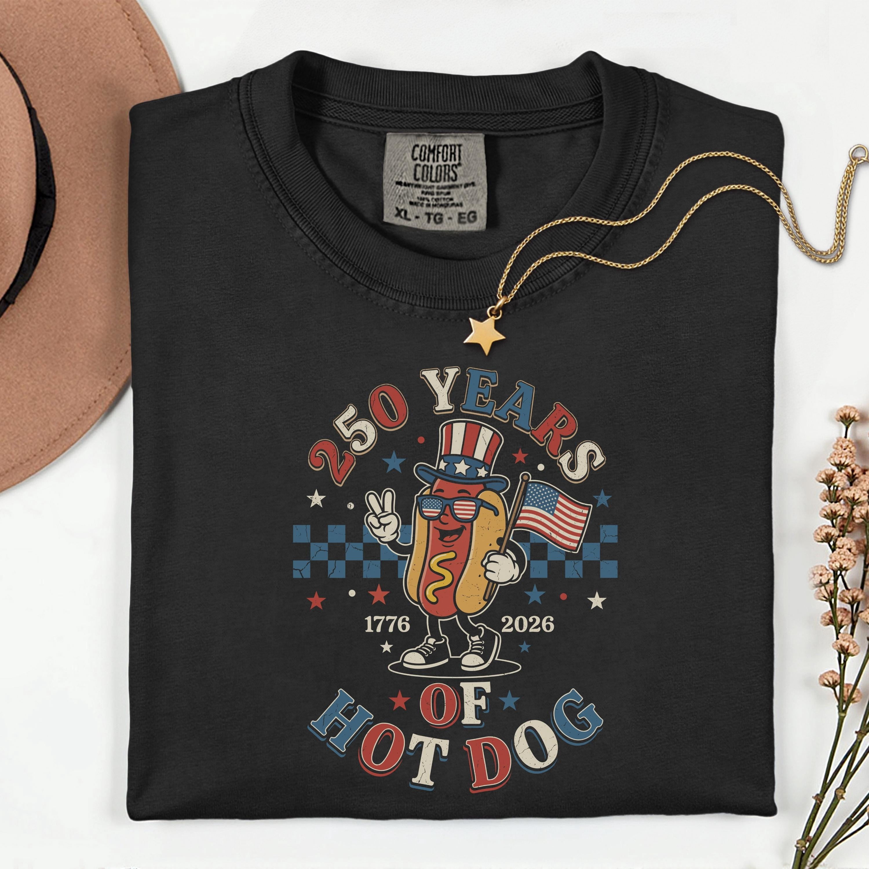 CLOTEX 250 Years of Hot Dog Shirt, Funny Patriotic USA 1776-2026 Tee ...