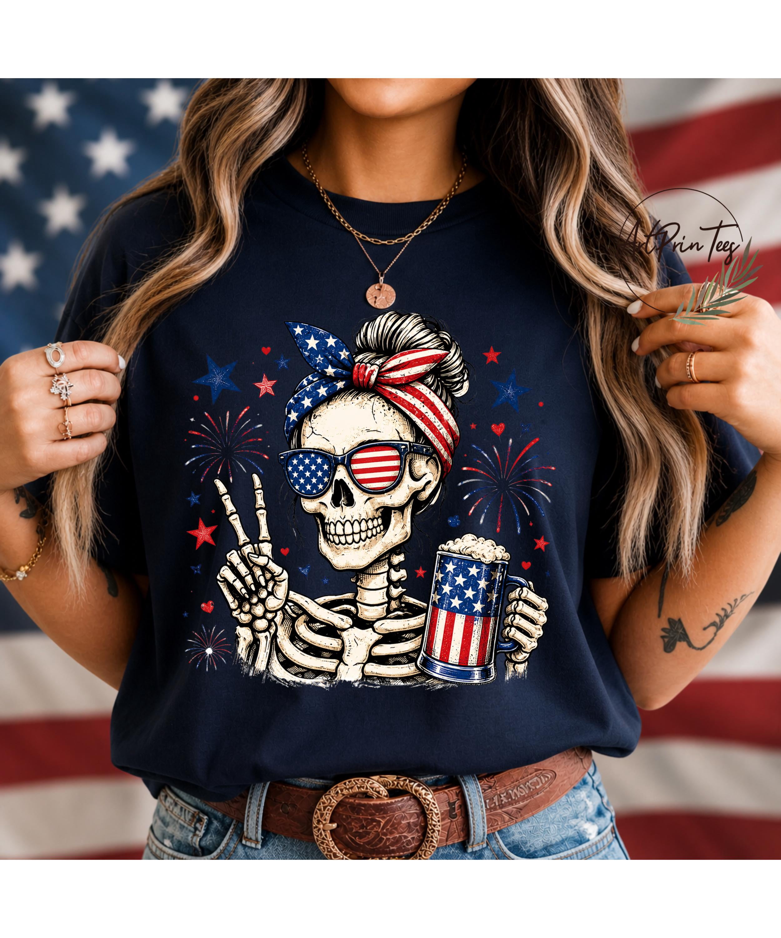 CLOTEX 250 Years Patriotic Skeleton T-Shirt USA Independence Day Shirt ...