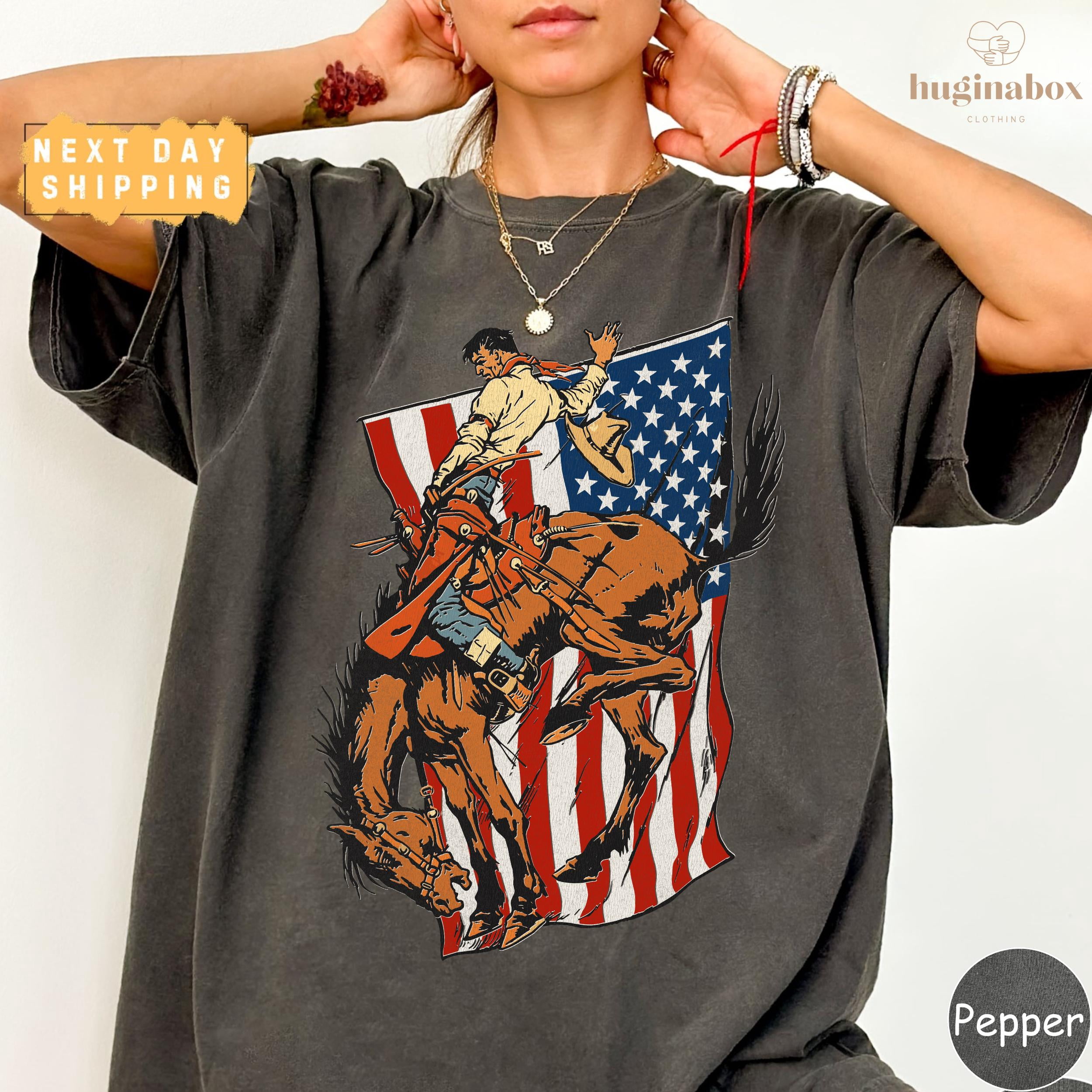 CLOTEX 250 Years of Freedom Comfort Colors Shirt, Western Bucking Horse ...