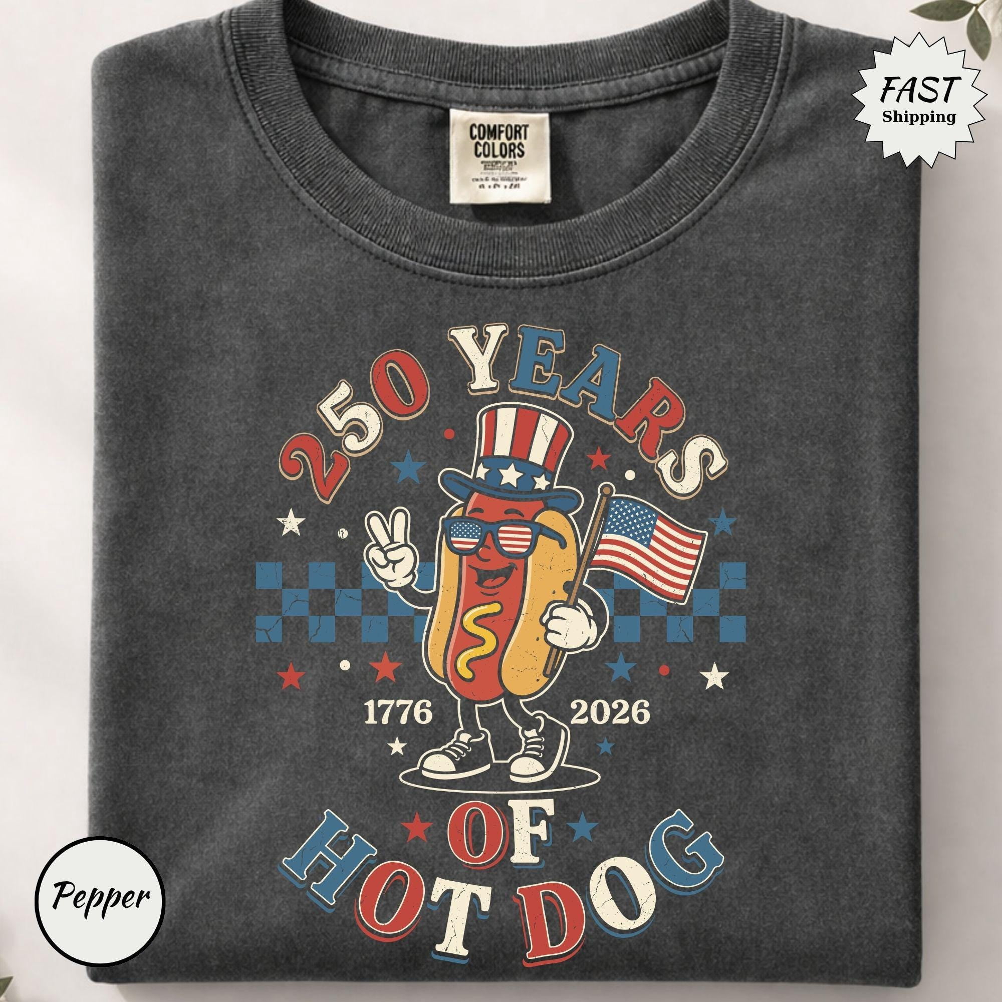 CLOTEX 250 Years of Freedom Hot Dog Shirt – Retro USA BBQ Comfort ...