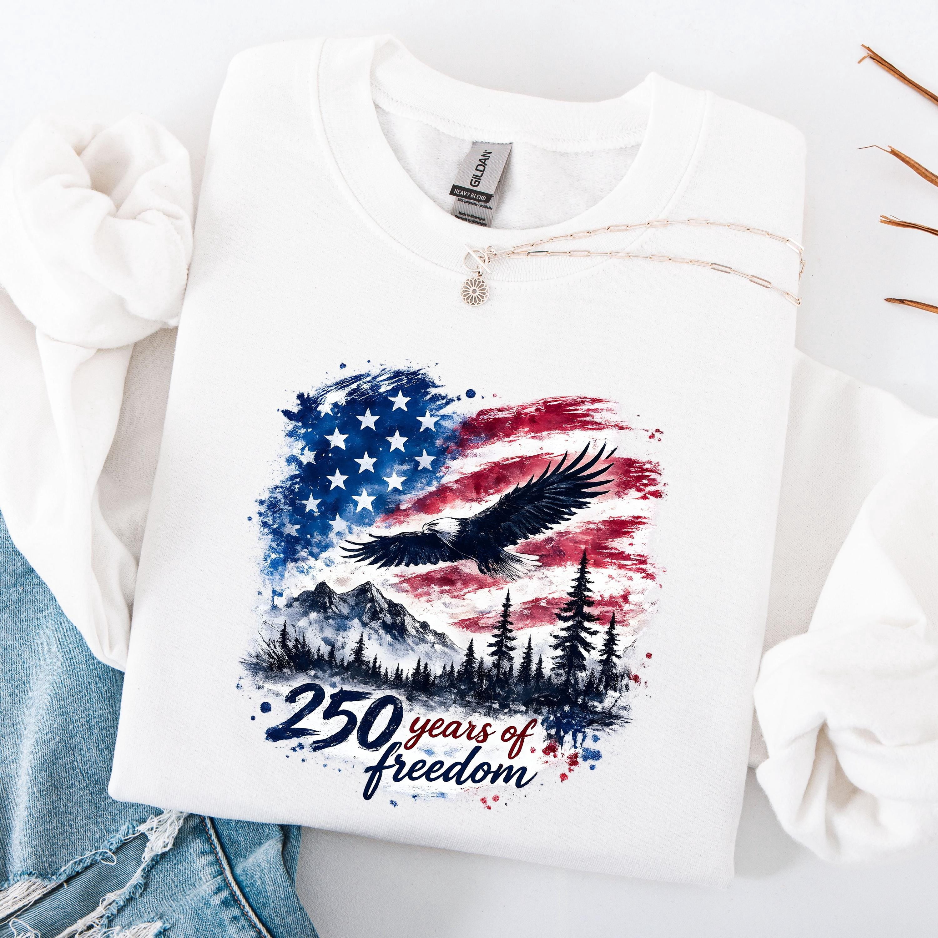 CLOTEX 250 Years of Freedom Sweatshirt, Patriotic Eagle Hoodie, America ...