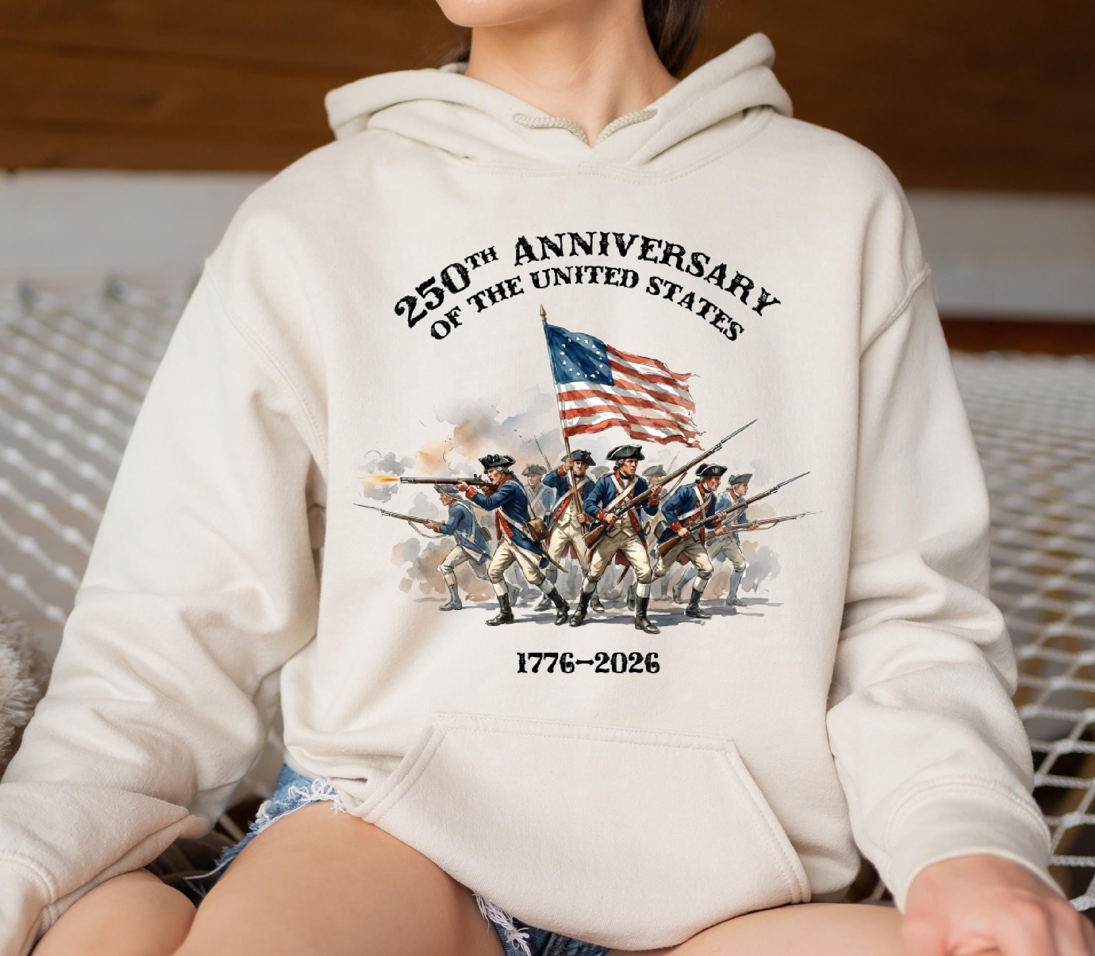 CLOTEX 250th Anniversary Hoodie, Revolutionary Soldiers USA America 250 ...