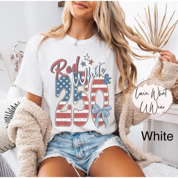 CLOTEX 250th Anniversary Red White And Blue Tee - USA Flag Shirt, White ...