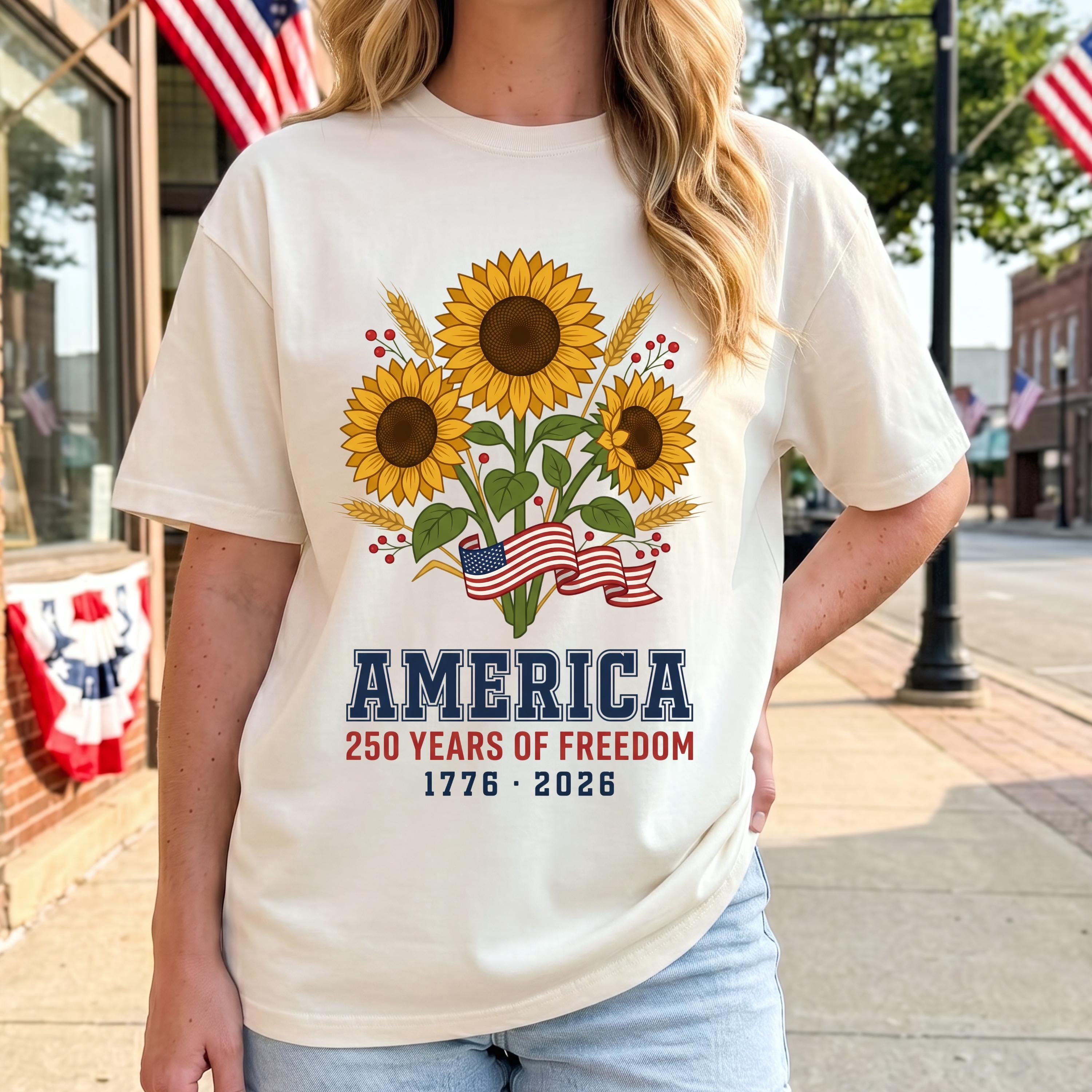 CLOTEX 250th Anniversary Shirt, America Sunflower 250 Years Tee ...