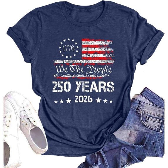 CLOTEX 250th Anniversary USA Shirts for Women American Flag T-Shirt 4th ...