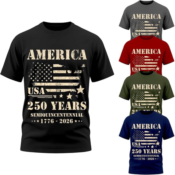 CLOTEX 250th Anniversary of USA T-Shirt, 1776-2026 Semiquincentennial ...