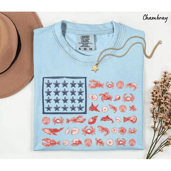 CLOTEX 4th of July Coastal Sea Animal American Flag Comfort Colors ...