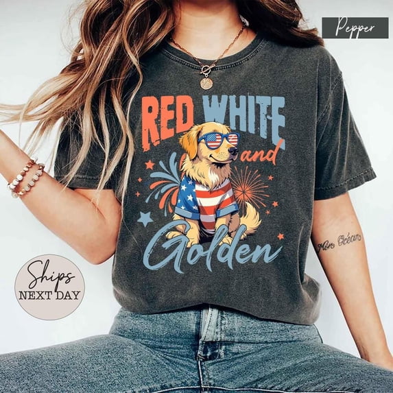CLOTEX 4th July Golden Retriever Shirt, Golden Retriever Mom Shirt ...