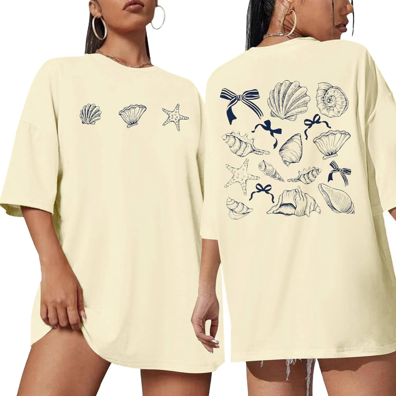CLOTEX ASTANFY Vacation Oversized Tshirts for Women Casual Beach Tops ...