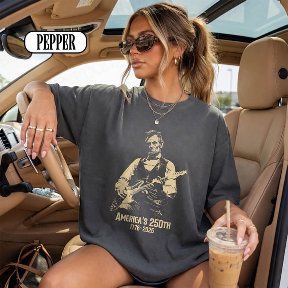 CLOTEX Abraham Lincoln Guitar Comfort Color Shirt, America's 250th ...