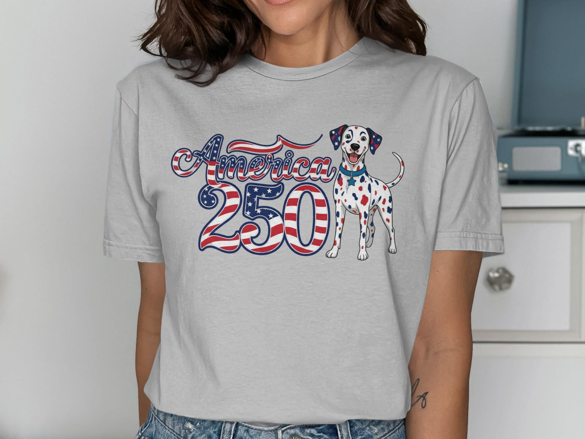 CLOTEX America 250 Patriotic Dalmatian Dog T-Shirt USA Apparel, Ash ...