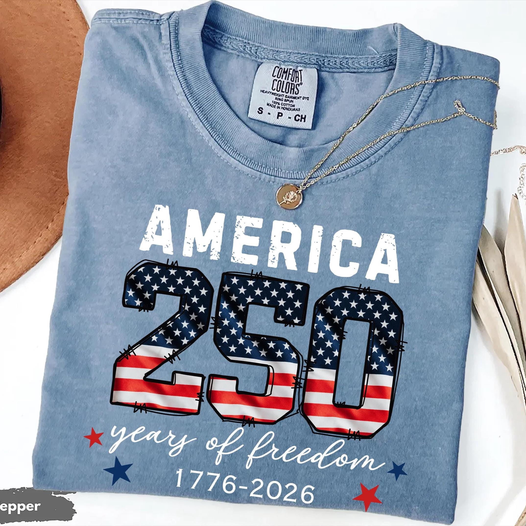 CLOTEX America 250th Anniversary Comfort Colors Shirt: 1776–2026 USA T ...