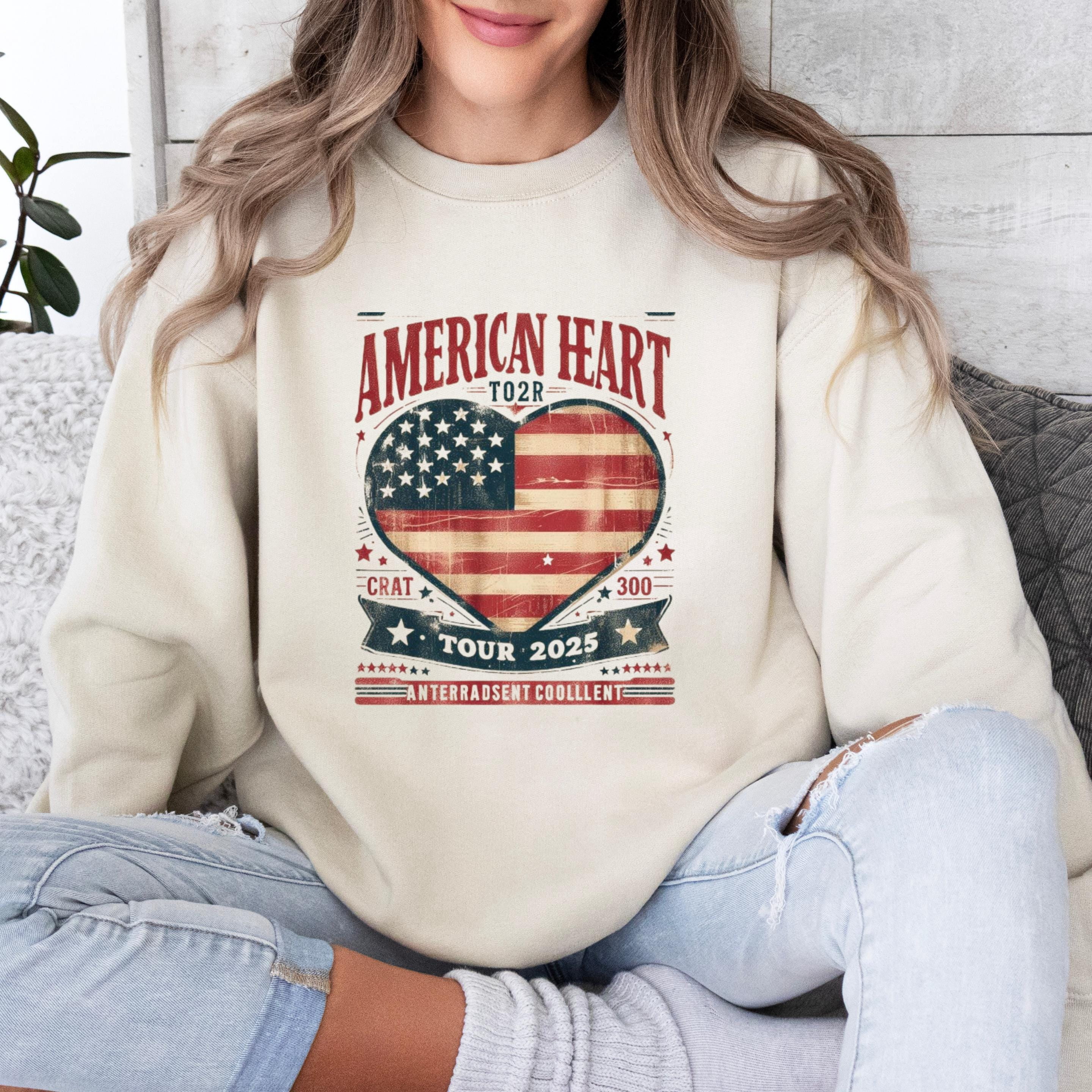 CLOTEX American Heart Tour Sweatshirt | Vintage USA Flag Retro Music ...