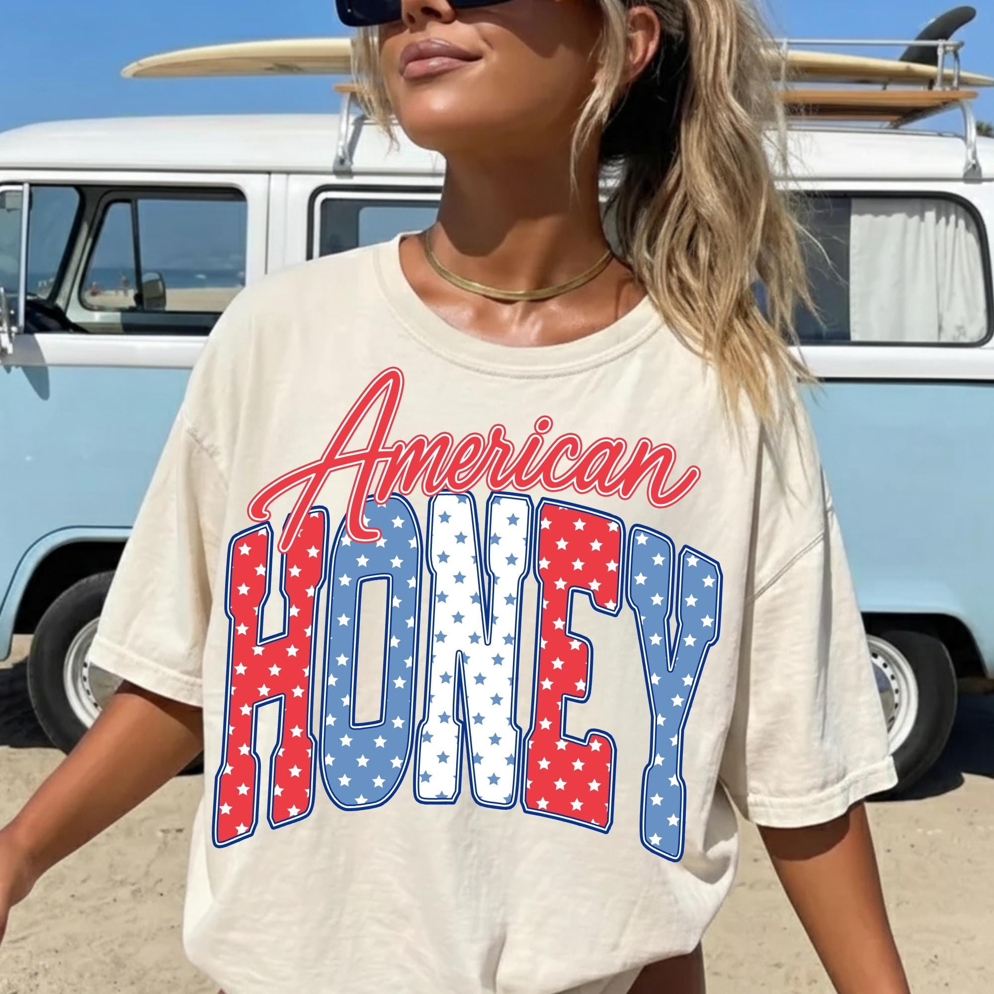 CLOTEX American Honey Retro Patriotic USA Shirt Design, Trendy ...
