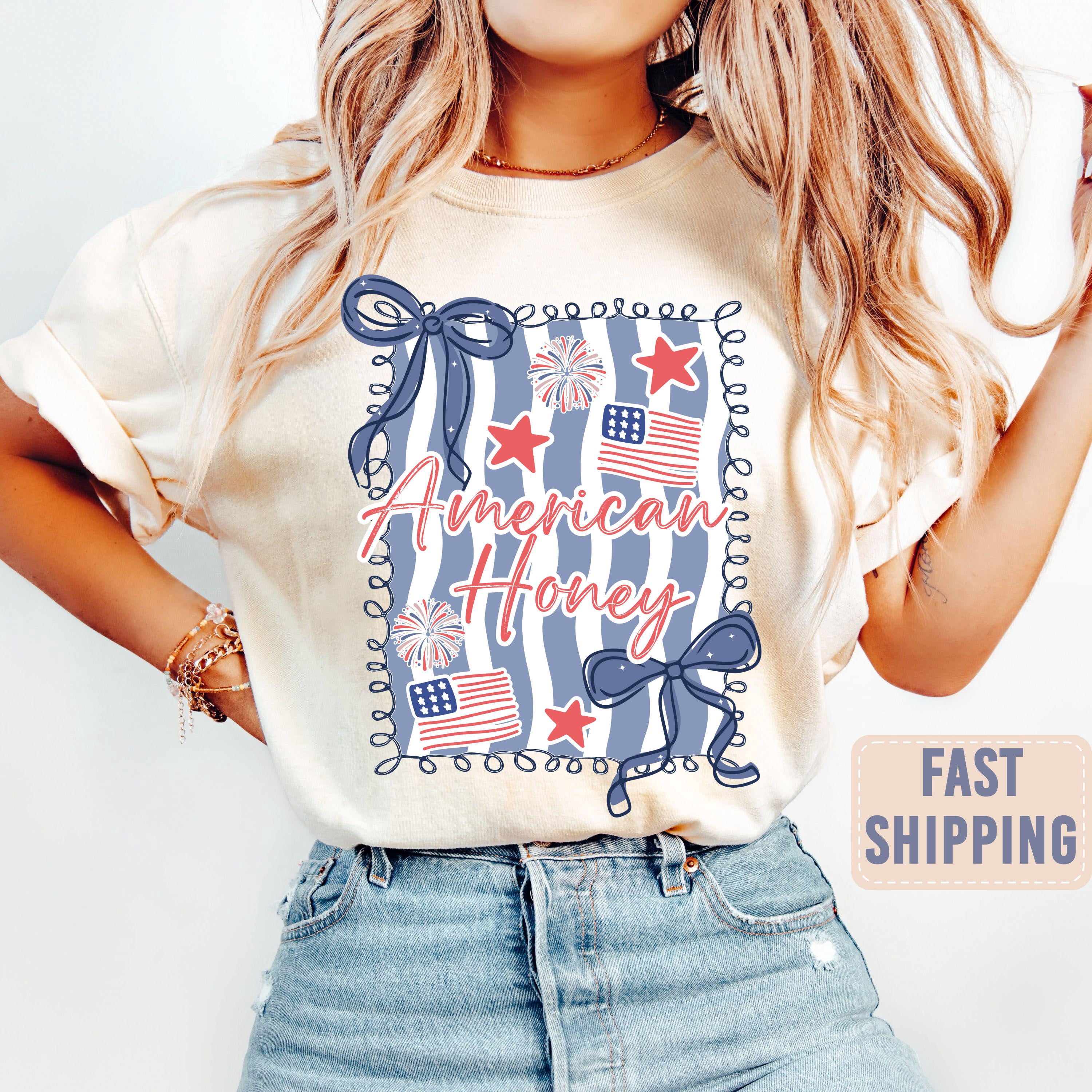 CLOTEX American Honey T-Shirt: Preppy Comfort Colors® 4th of July Tee ...