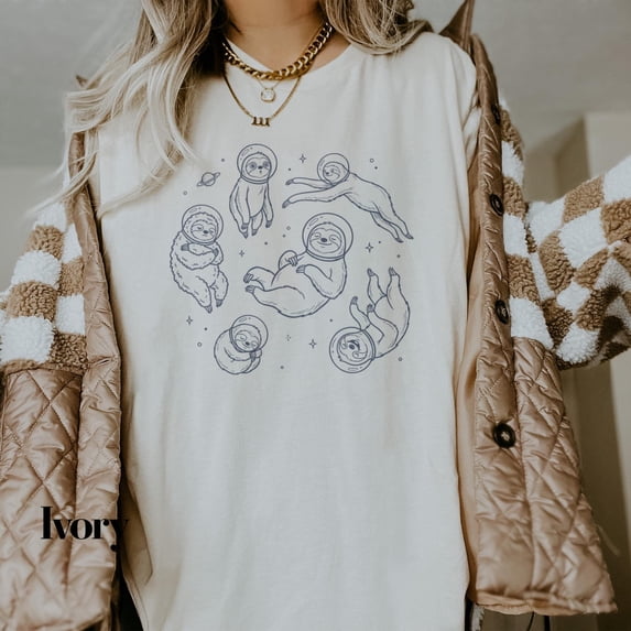CLOTEX Astronaut Sloth T-Shirt, Cute Space Sloth Tee, Whimsical Cosmic ...