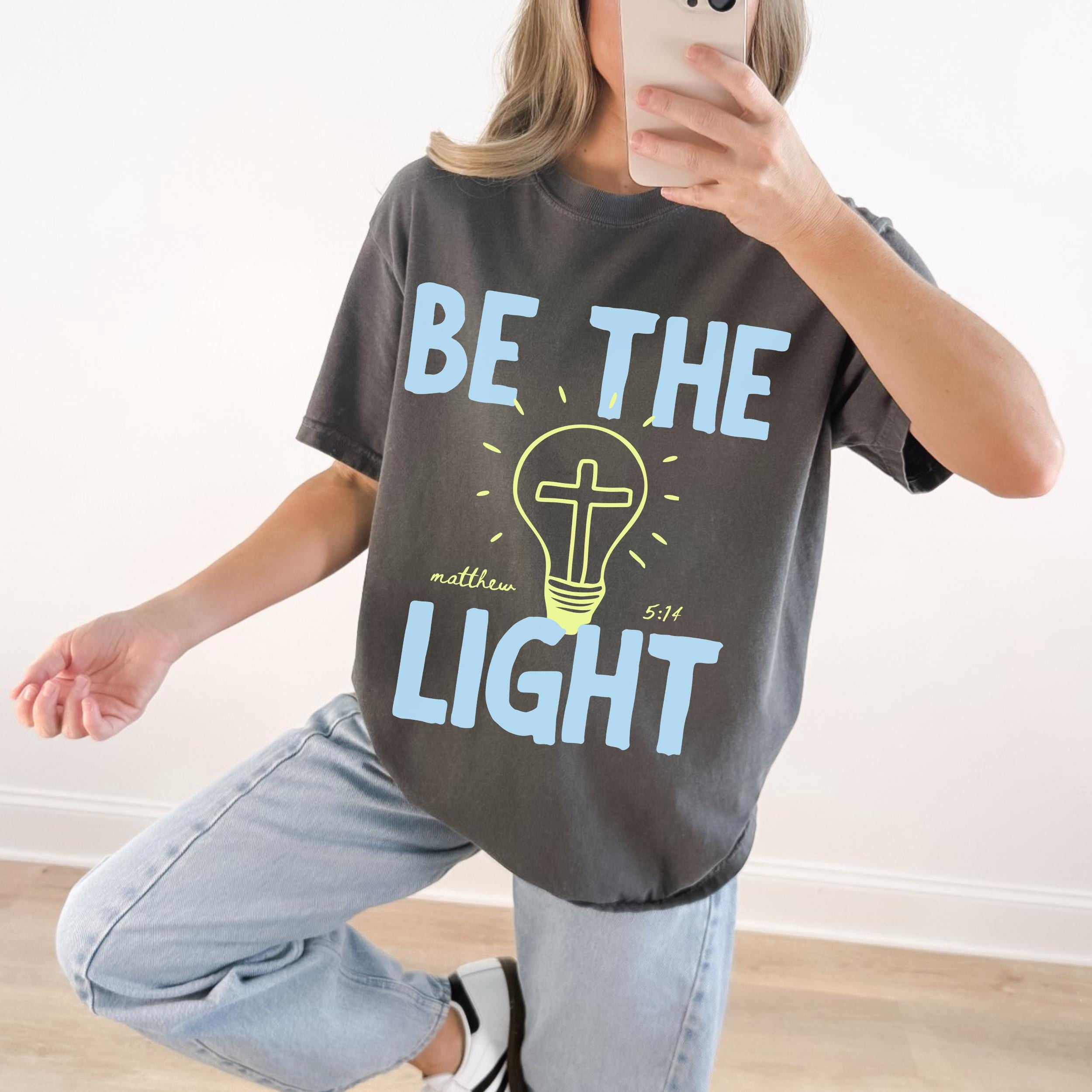 CLOTEX Be The Light Matthew 5:14 Bible Verse T-Shirt, Christian Shirt ...