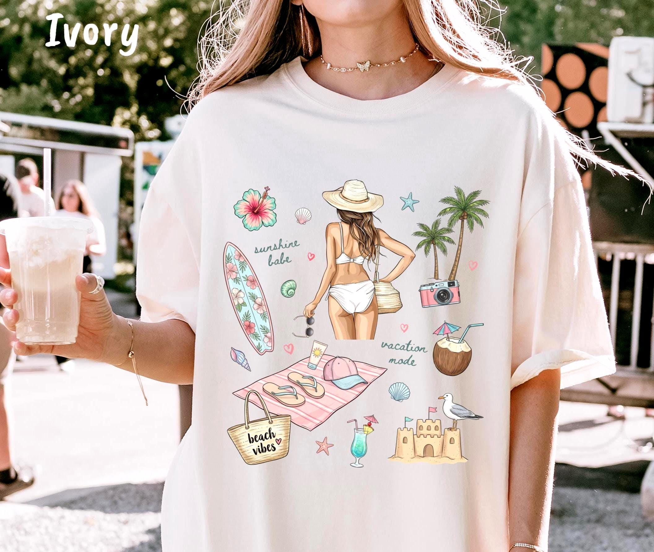 CLOTEX Beach Vibes Graphic T-Shirt, Summer Vacation Shirt, Coastal ...