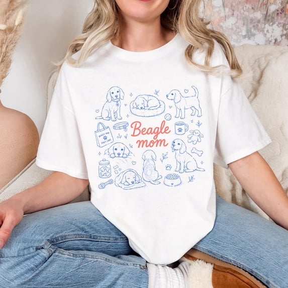 CLOTEX Beagle Mom Doodle Art T-Shirt, Dog Tee, Comfort Colors Beagle ...
