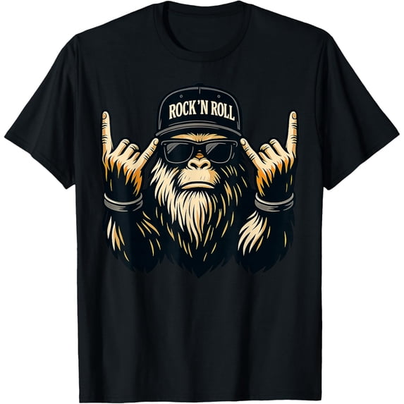 CLOTEX Bigfoot Rock On Heavy Metal Vibes Tee for Men and Women, Black ...